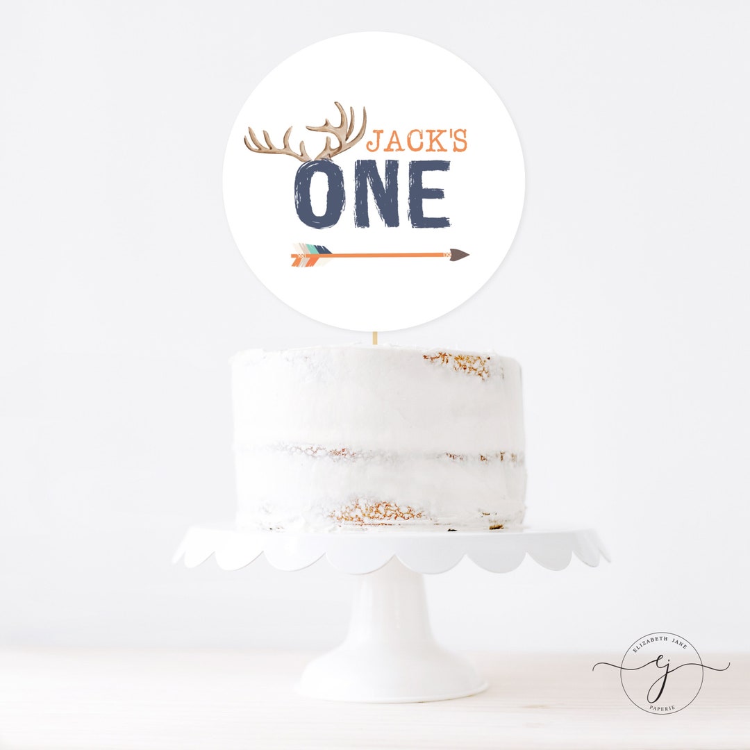 EDITABLE One-deer-ful First Birthday Cake Topper - Boy First Birthday ...