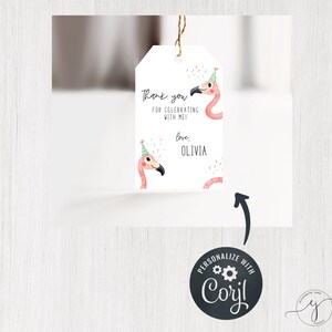 Editable Girls Flamingo Favor Tags Instant Download, Pink Flamingo ...