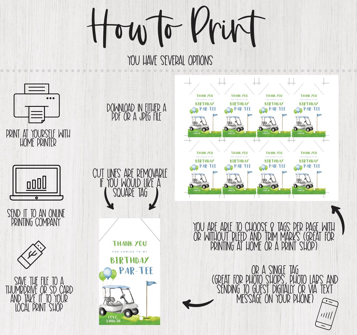 Editable Golf Favor Tags Golf Thank You Par-tee Tags Golfing | Etsy