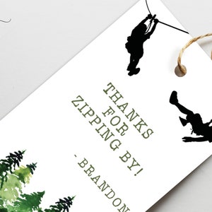 Editable Zipline Thank You Tags, Zipline Party Favor Gift Tags, Zipline ...