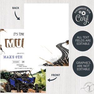EDITABLE ATV Mudding Birthday Invitation Men's off Road Birthday ...