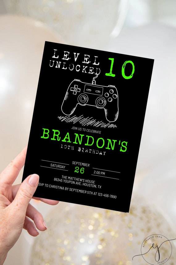 Video Game Invitation Gamer Party Invite Video Game Birthday | Etsy