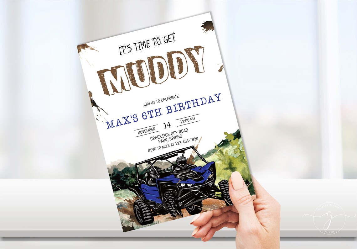 EDITABLE ATV Mudding Birthday Invitation - Men's off Road Birthday ...