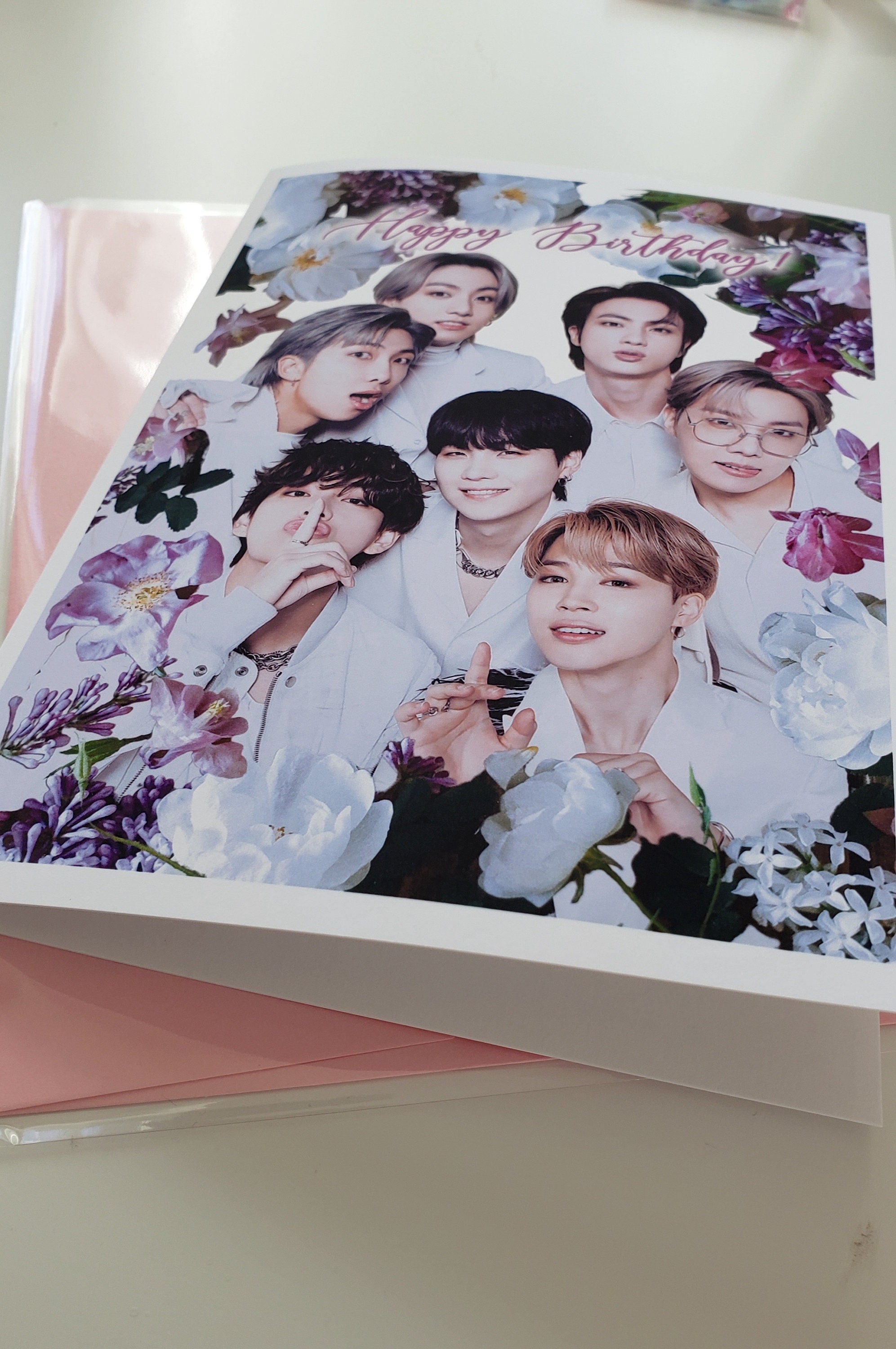 New BTS Purple Flower Birthday Card Good Luck Get Well - Etsy