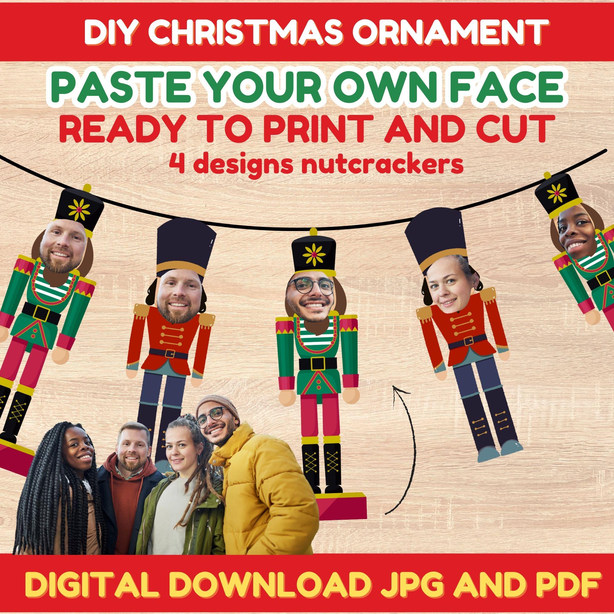 Add Your Own Face Christmas Nutcracker Ornaments, Printable Christmas ...
