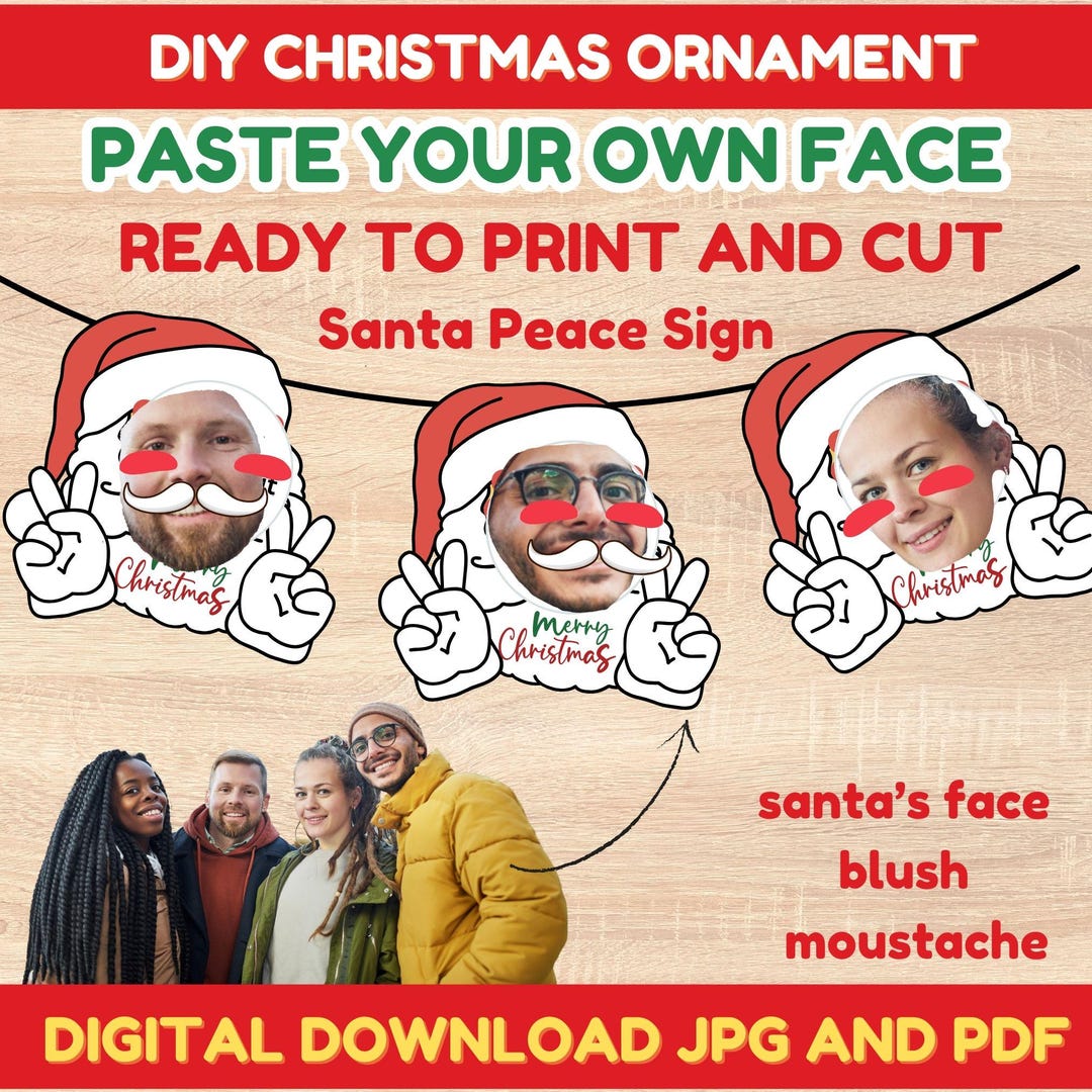 Add Your Face Christmas Santa Ornaments, Santa Printable Bundle, Santa ...