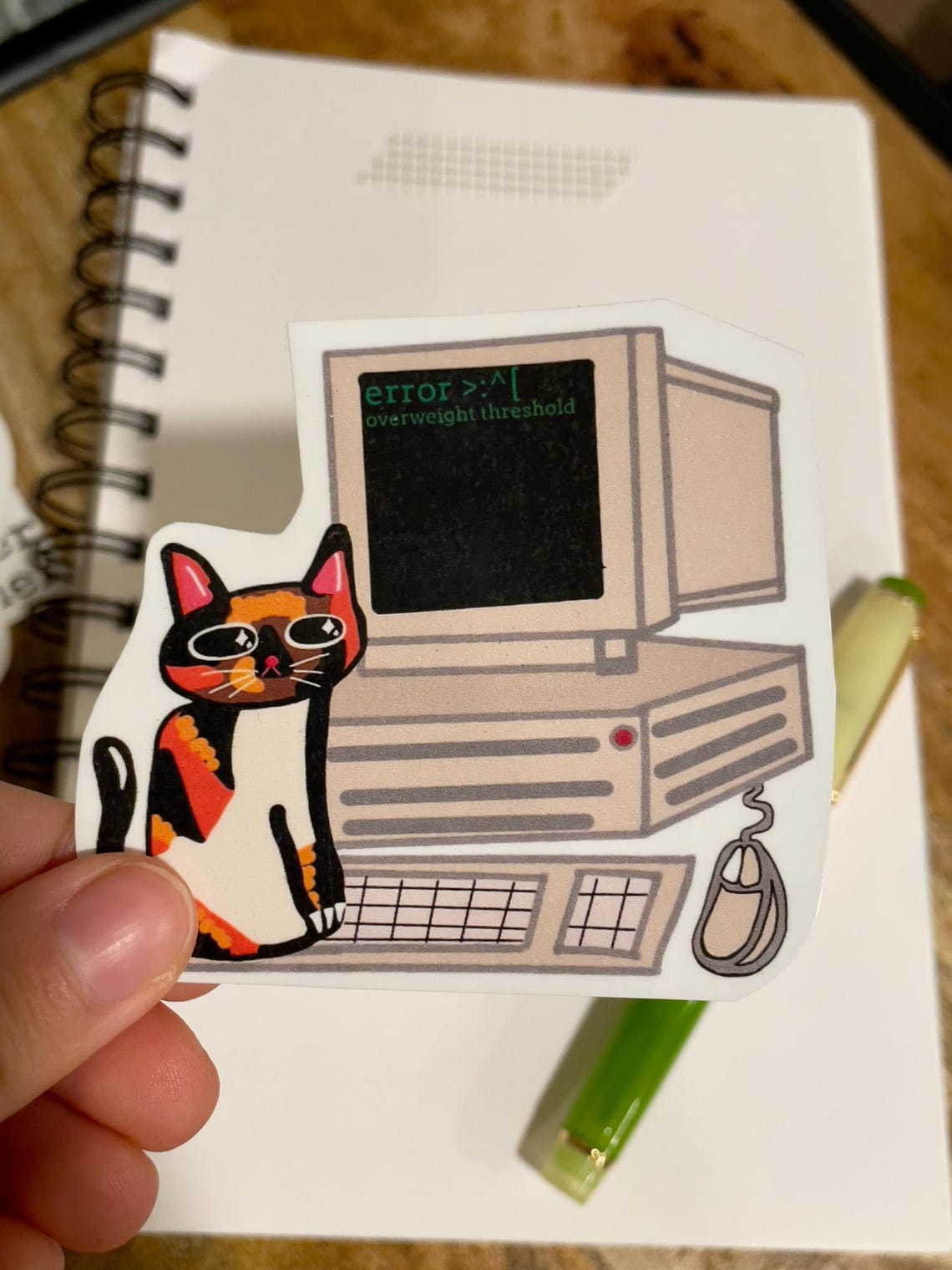 Whimsy Cat Over Keyboard Sticker Computer Funny Calico Kitty Cute ...