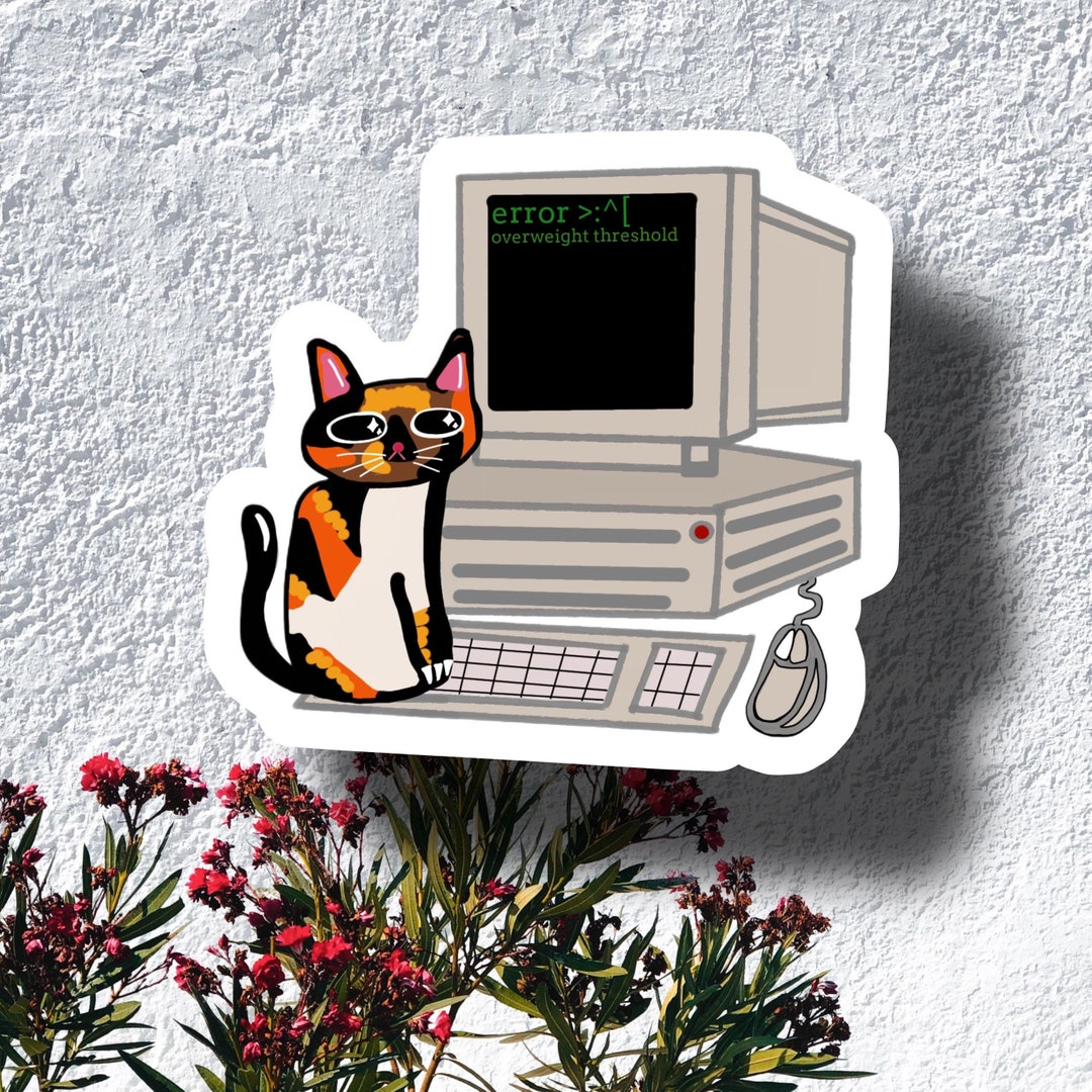 Whimsy Cat Over Keyboard Sticker Computer Funny Calico Kitty Cute ...