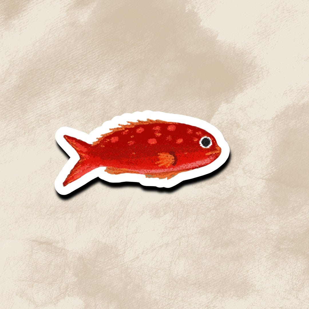 Dapper Red Snapper Fish Sticker Digital Oil Pastel Decal Cute ...
