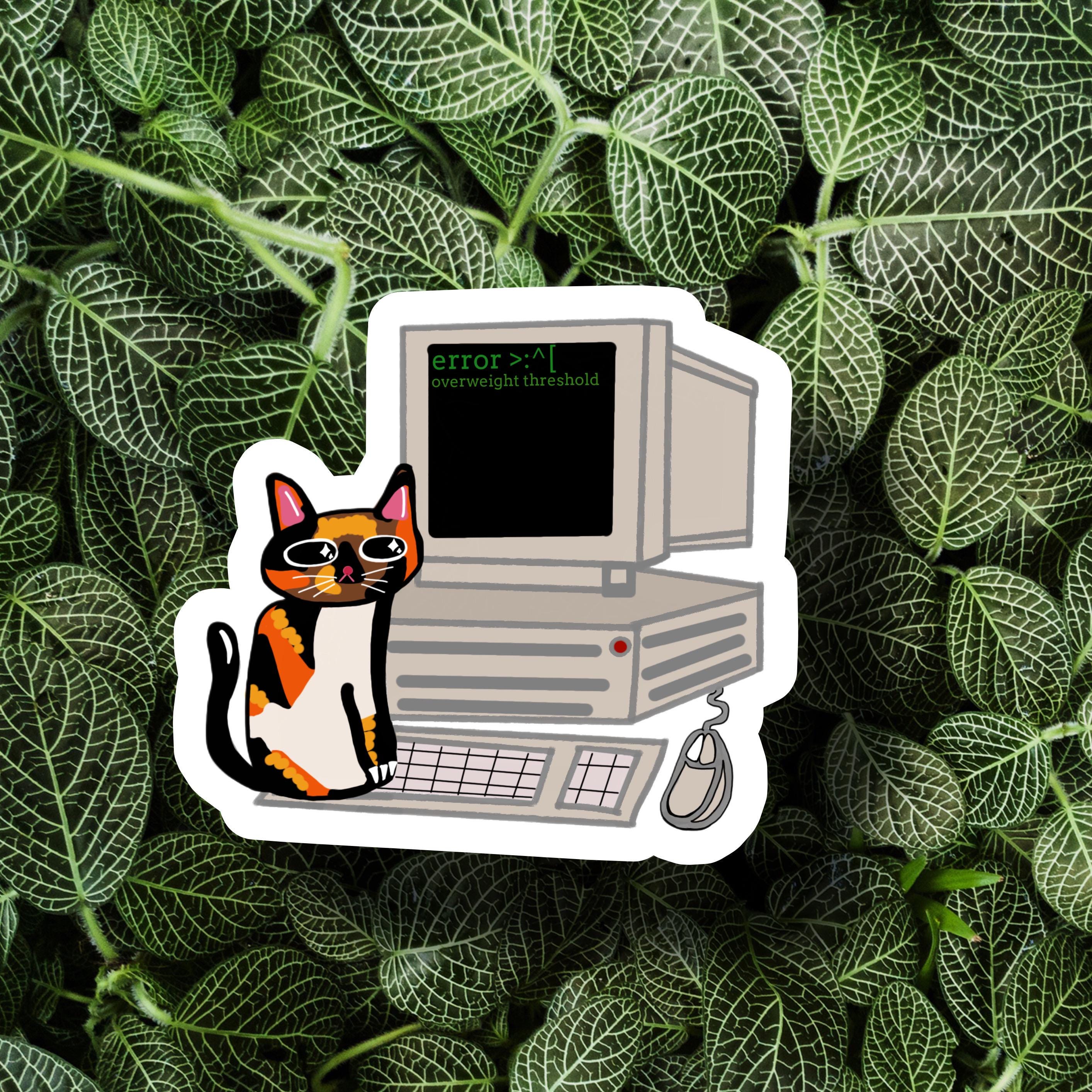 Whimsy Cat Over Keyboard Sticker Computer Funny Calico Kitty Cute ...