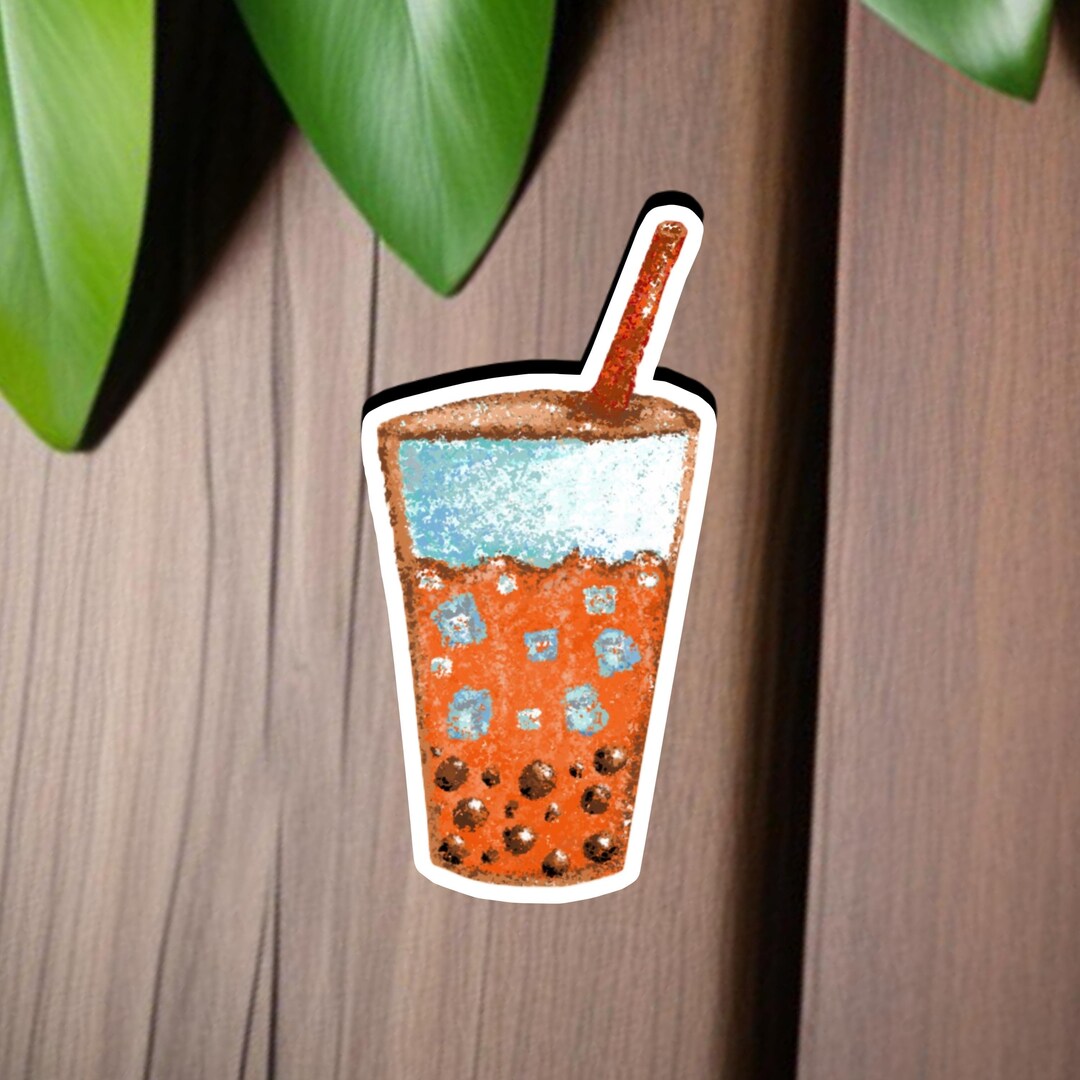 Cute Bubble Thai Tea Boba Tapioca Sticker Digital Oil Pastel Decal ...