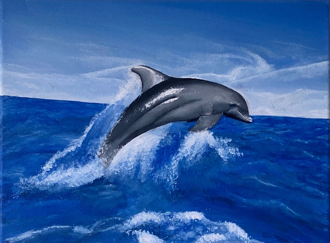 Dolphin in Ocean Painting - Etsy