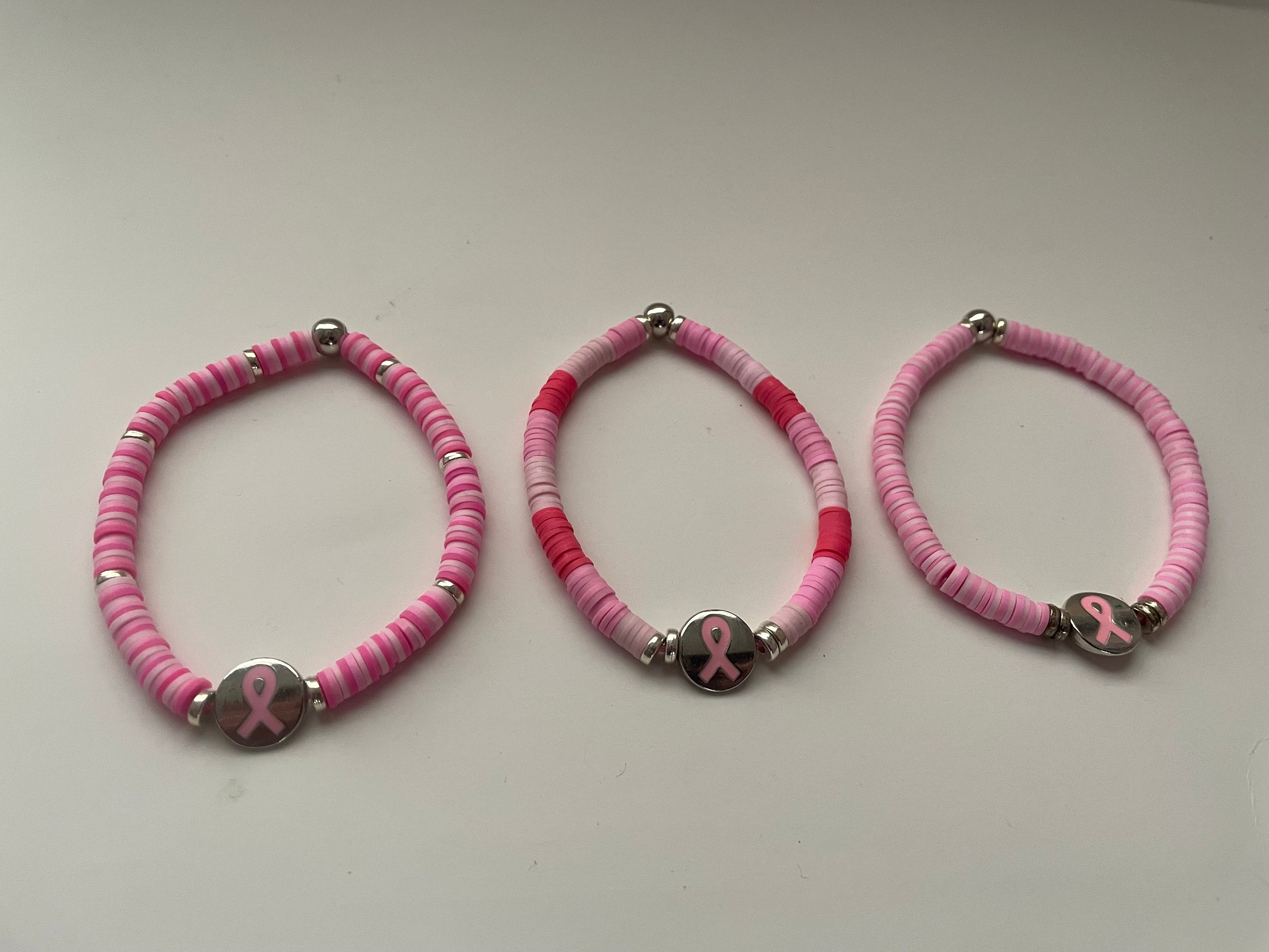 Breast Cancer Clay Bead Bracelets - Etsy
