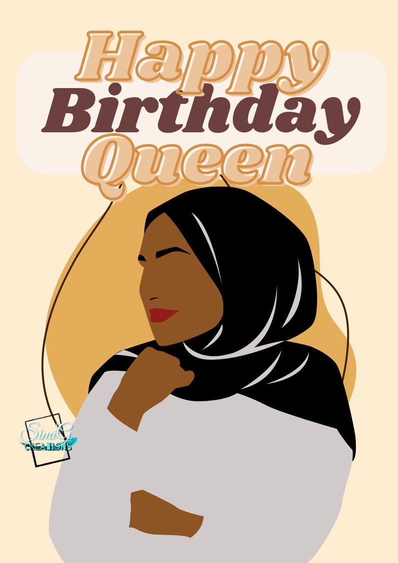 Beautiful Hijab Birthday Card Handmade Islamic Greeting Card - Etsy