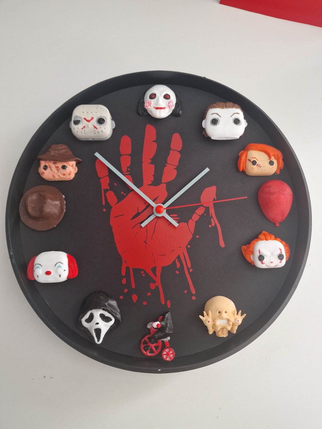 Horror Clock, Handmade 3D Printed Wall Clock, Hand Painted Art, Scary ...