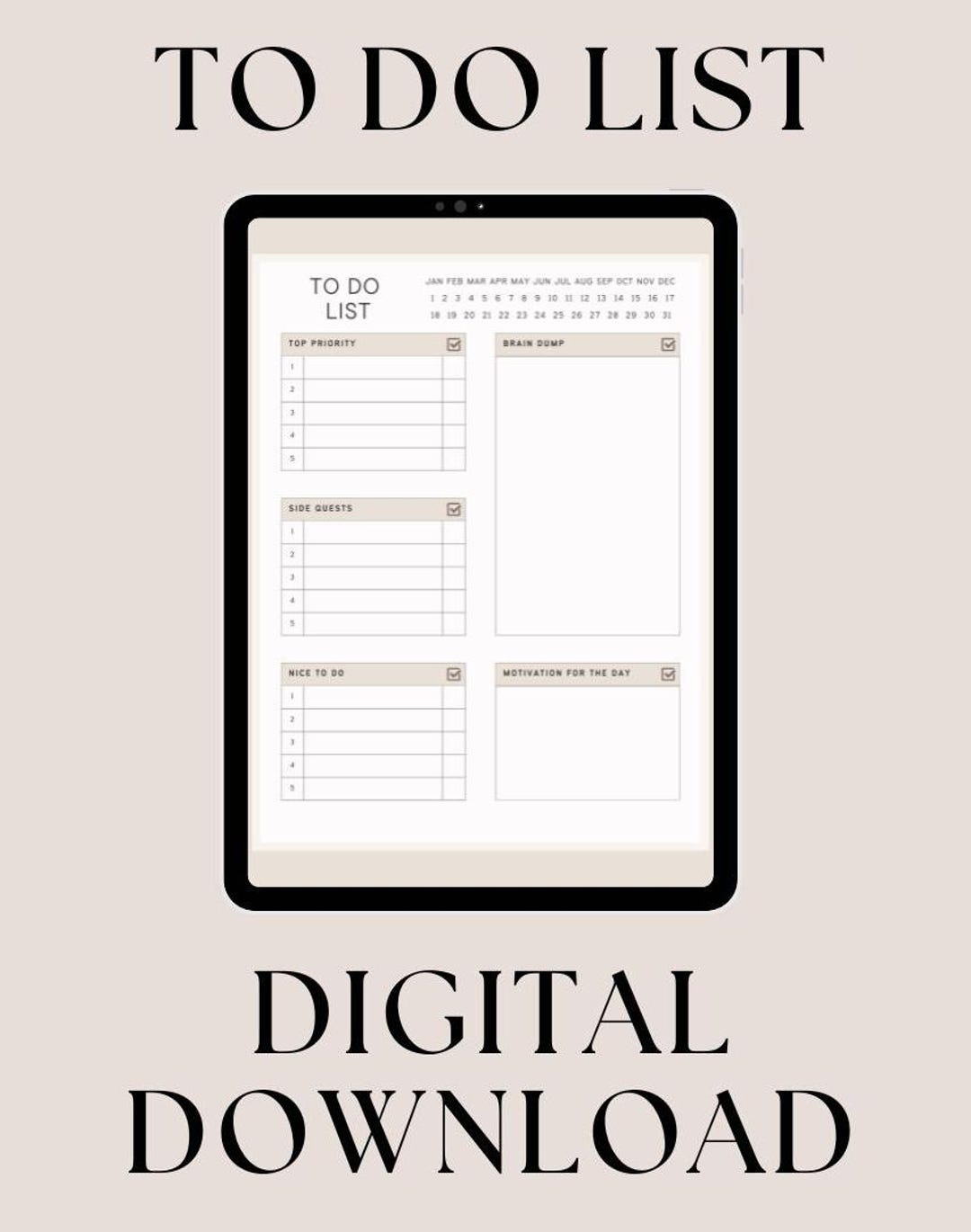 Minimalist Digital To-do List | Printable & Editable Task Planner - Etsy