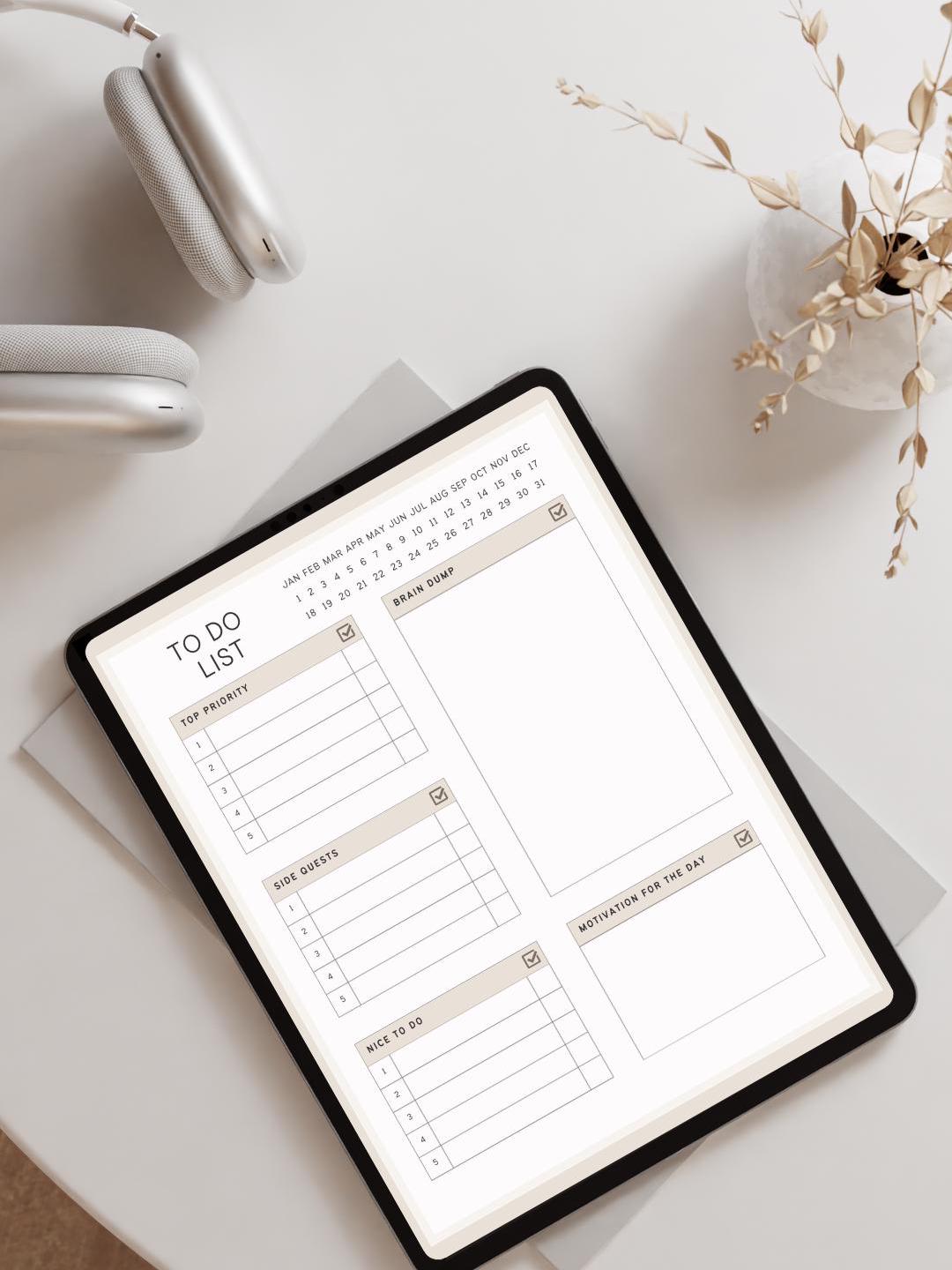 Minimalist Digital To-do List | Printable & Editable Task Planner - Etsy
