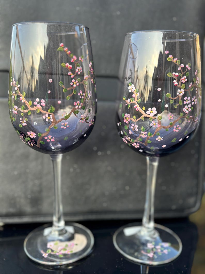 Hand Painted Wine Glass, Wine Glass, Wine Glasses, Glassware, Barware ...
