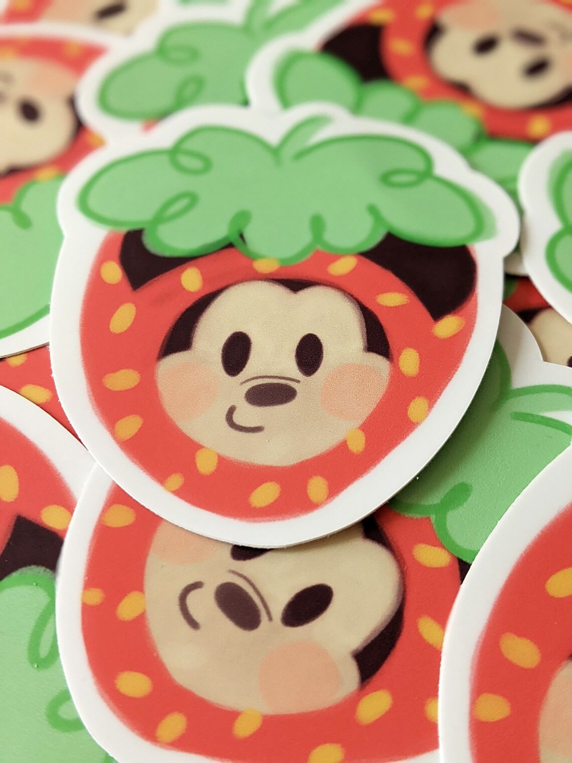 Mickey Mouse Strawberry Vinyl Weatherproof Sticker - Etsy