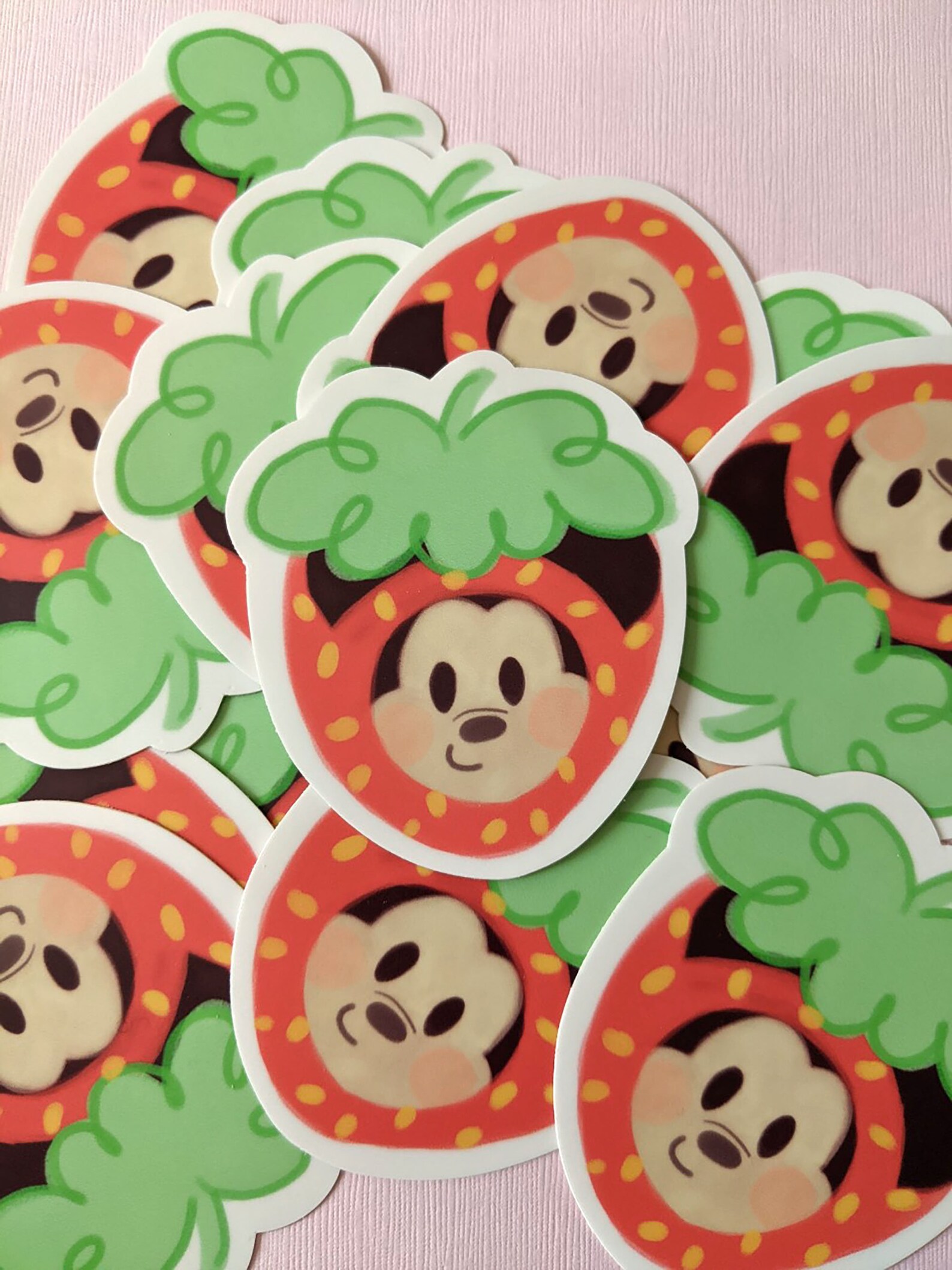Mickey Mouse Strawberry Vinyl Weatherproof Sticker - Etsy