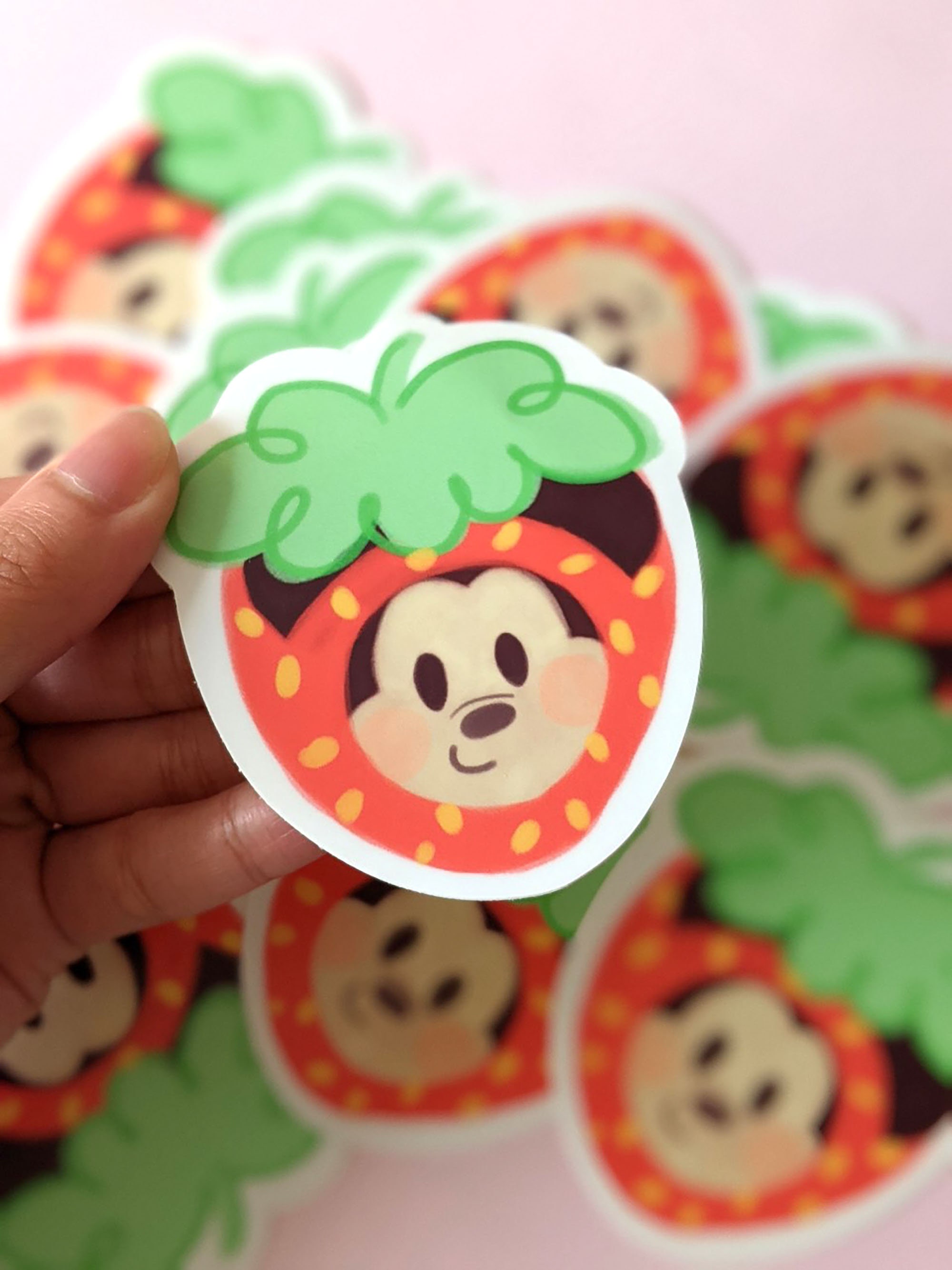 Mickey Mouse Strawberry Vinyl Weatherproof Sticker - Etsy