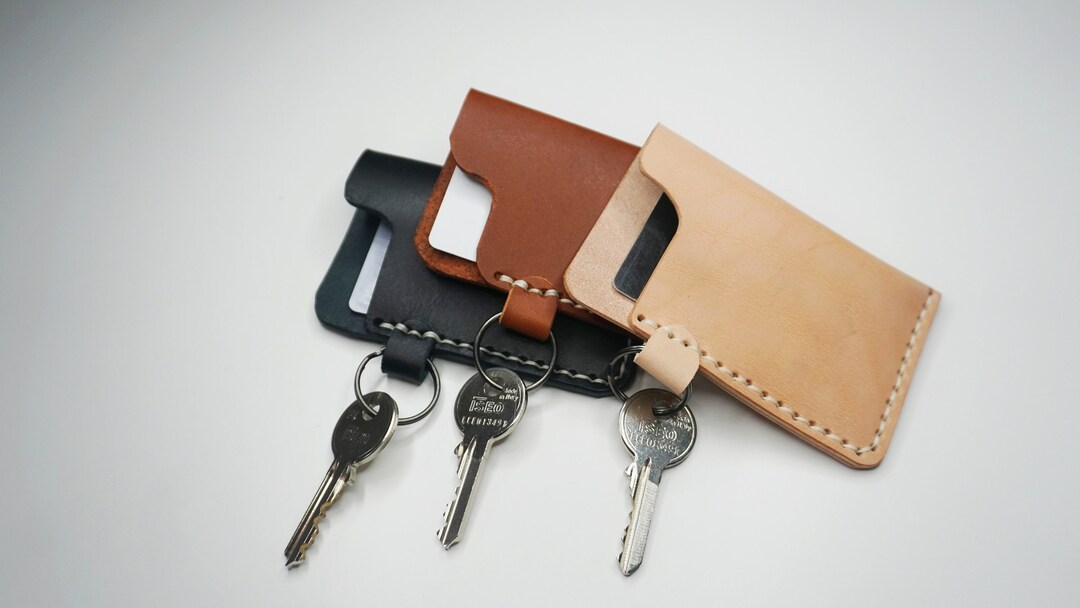Leather Keychain Credit Card Holder, Keychain Leather Wallet, Leather ...