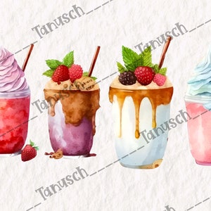 Watercolor Smoothies Clipart PNG Healthy Drinks Digital Download ...