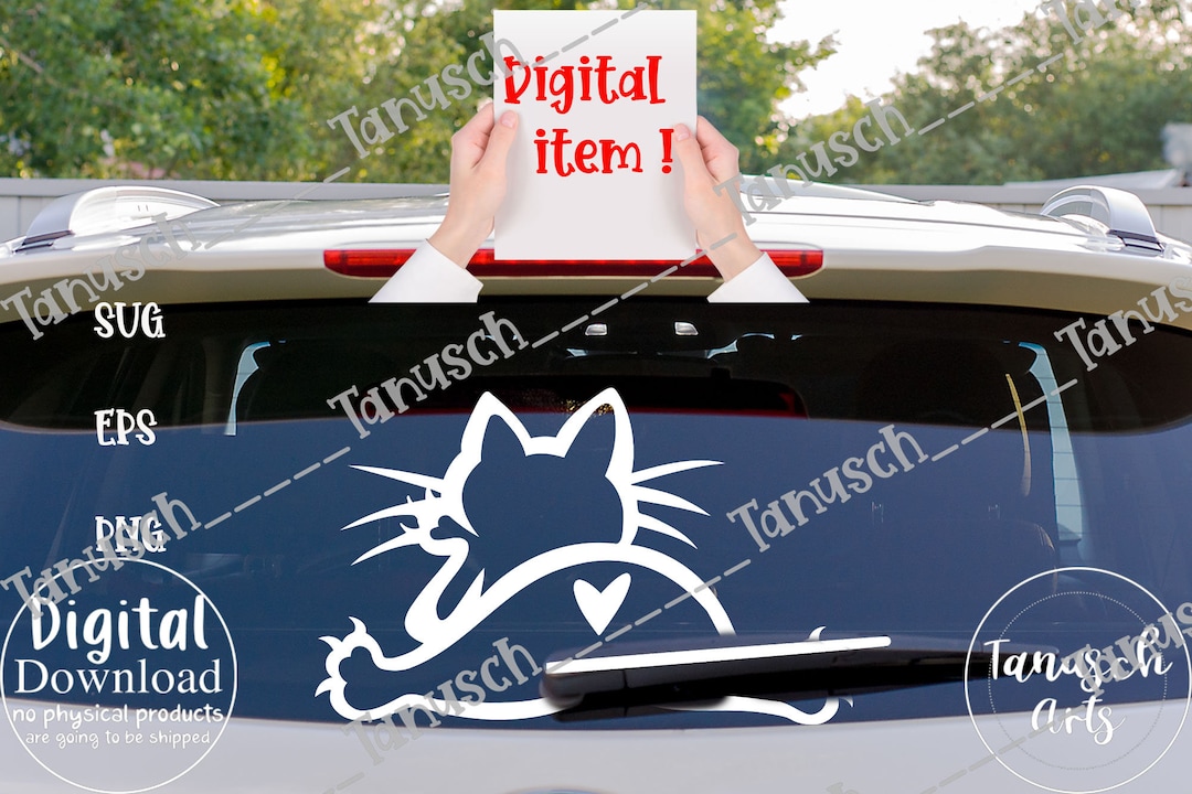 Cat Wagging Tail Rear Wiper SVG Sticker Cut File Car Back Window Decal Graphic , Commercial Use ...
