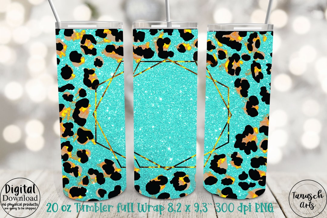 20 Oz Leopard Print Turquoise and Cheetah Wrap PNG Add Your Own Text ...