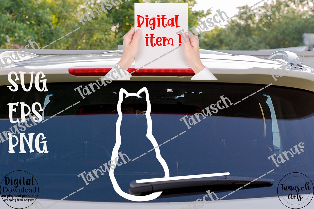 Cat Wagging Tail Rear Wiper SVG Sticker Cut File Car Back Window Decal ...