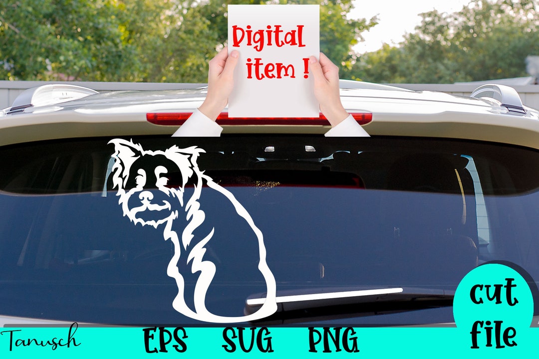Dog Wagging Tail YORKY Rear Wiper SVG Yorkshire Terrier Sticker Cut ...