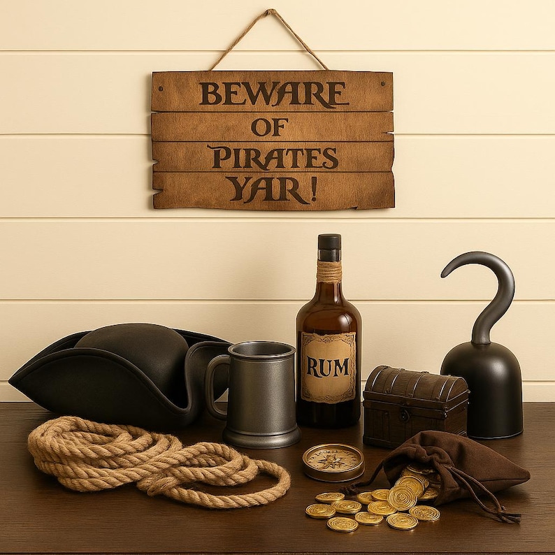 Rustic Pirate Sign: Engraved Wood Decor for Bar, Game Room - Etsy