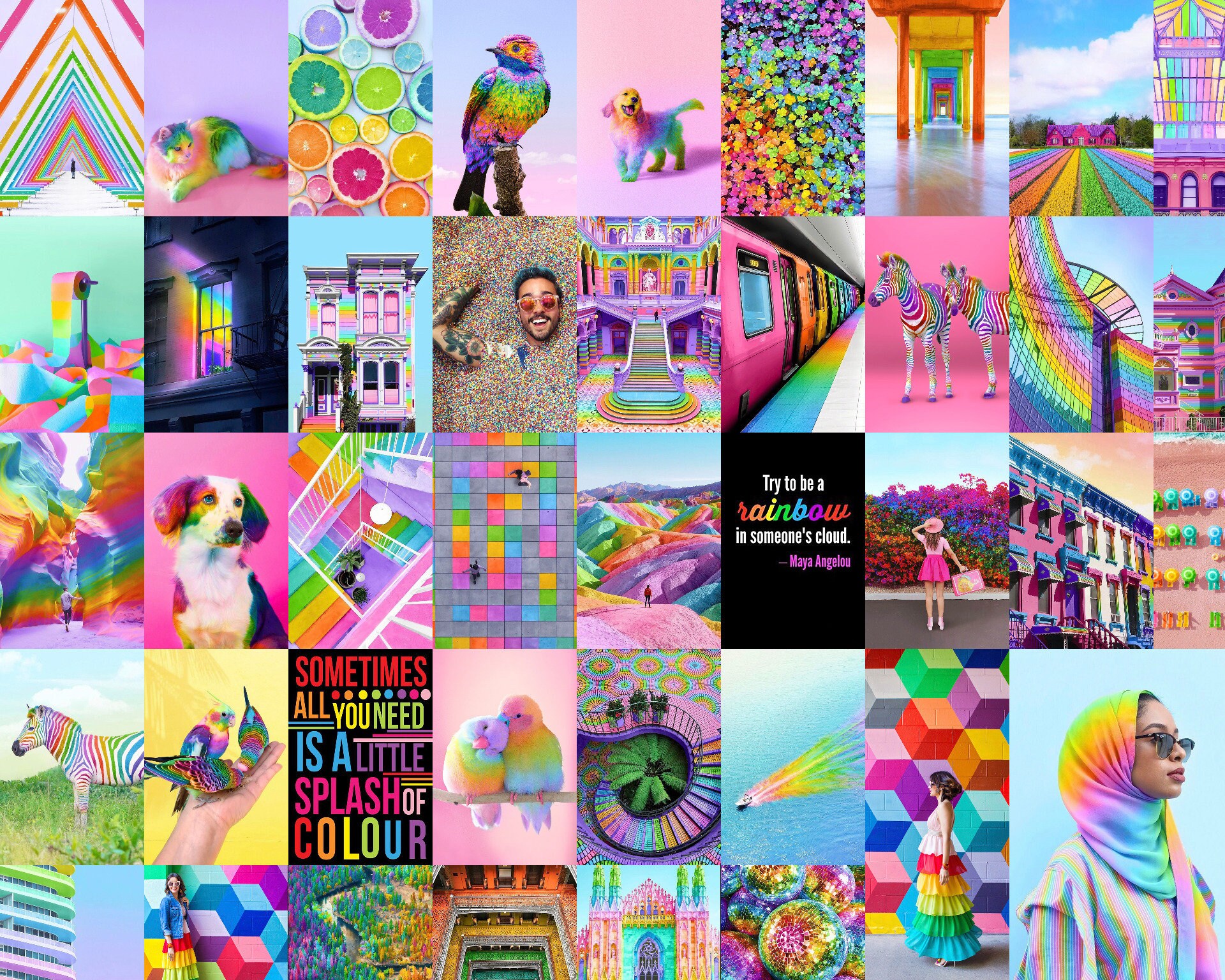 Rainbow Indie Aesthetic Wall Collage Kit Colorful Photo | Etsy