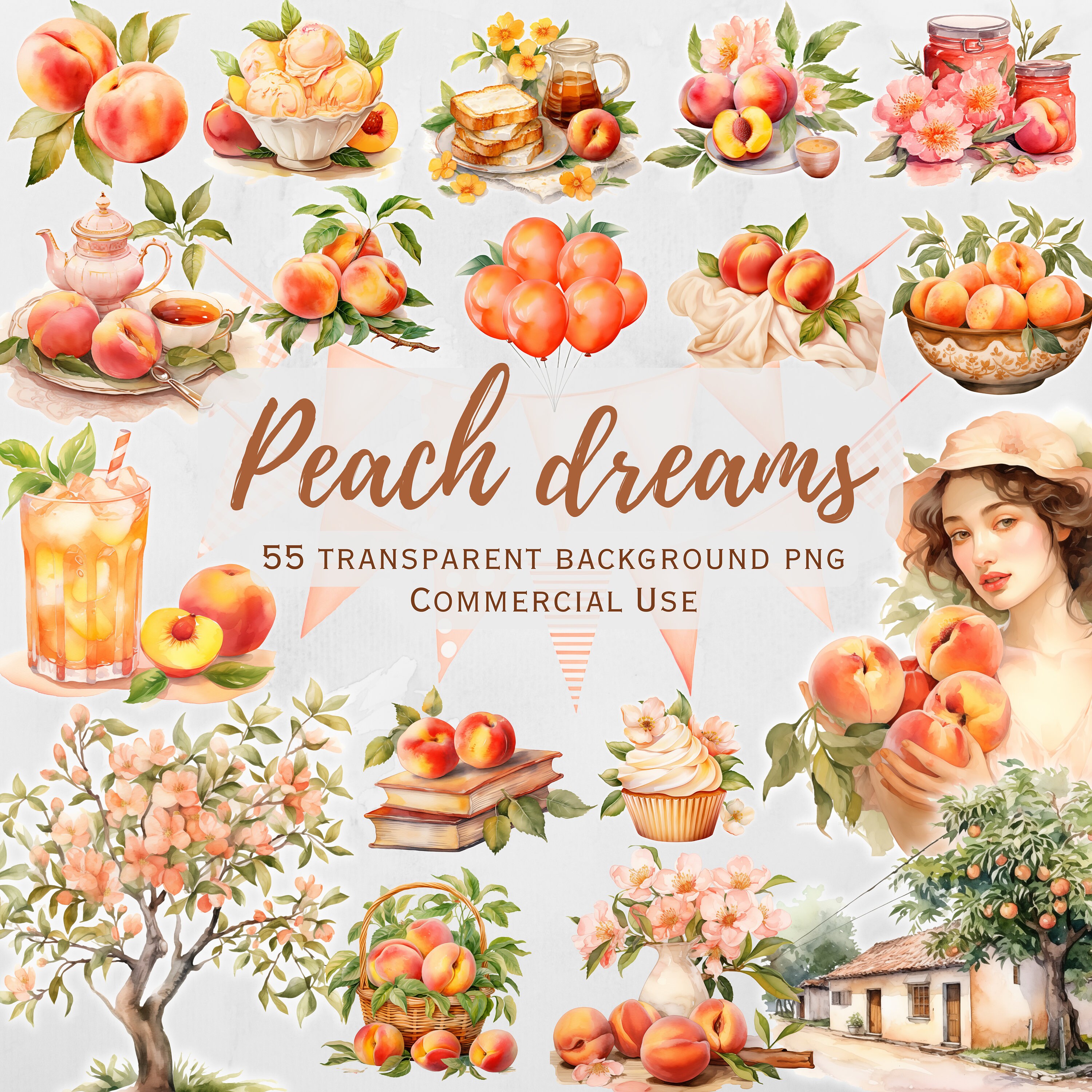 Peach Dreams Clipart Bundle With Transparent Background - Etsy