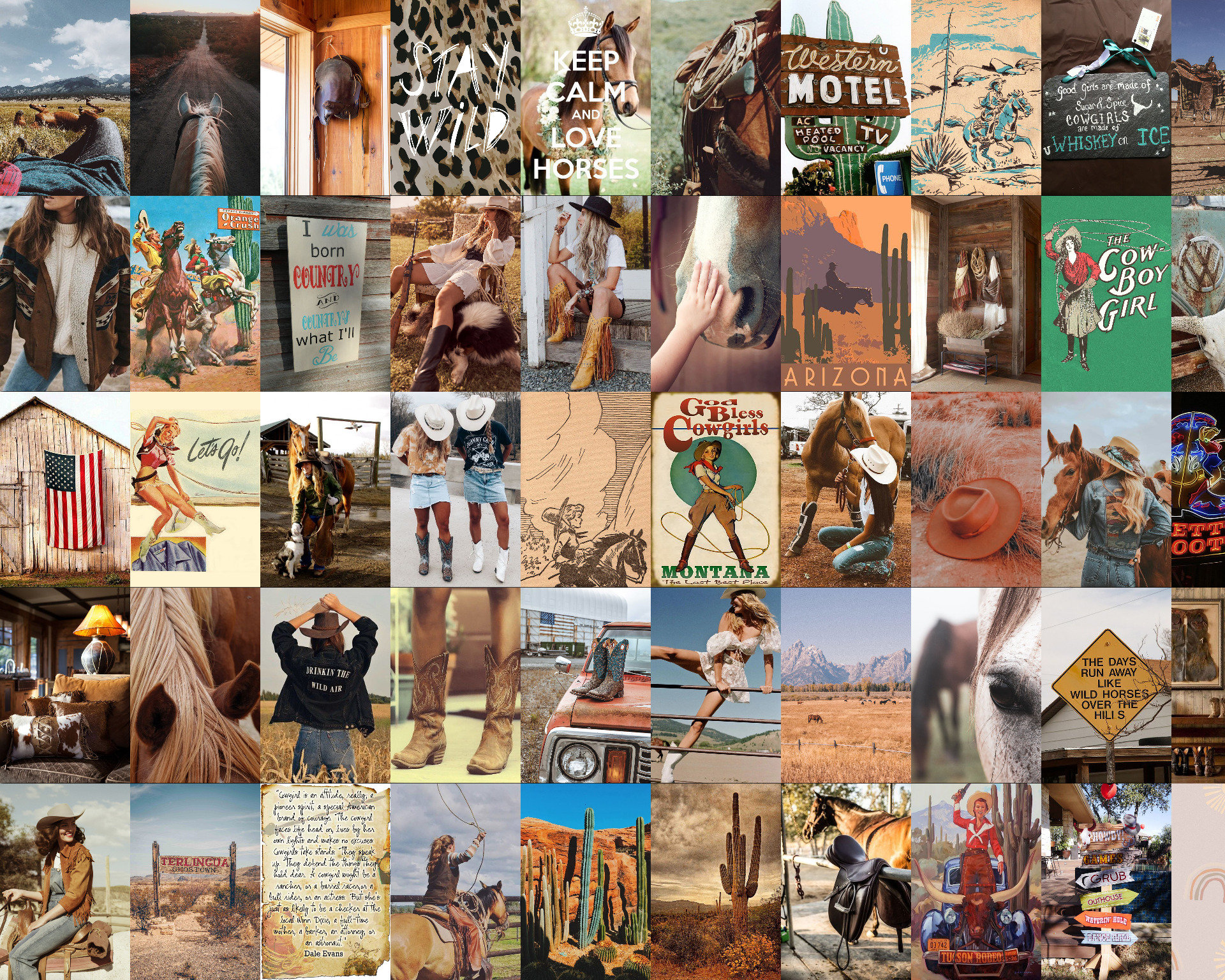 Wild West Cowgirl Aesthetic Wall Collage Kit Western Girl - Etsy Israel