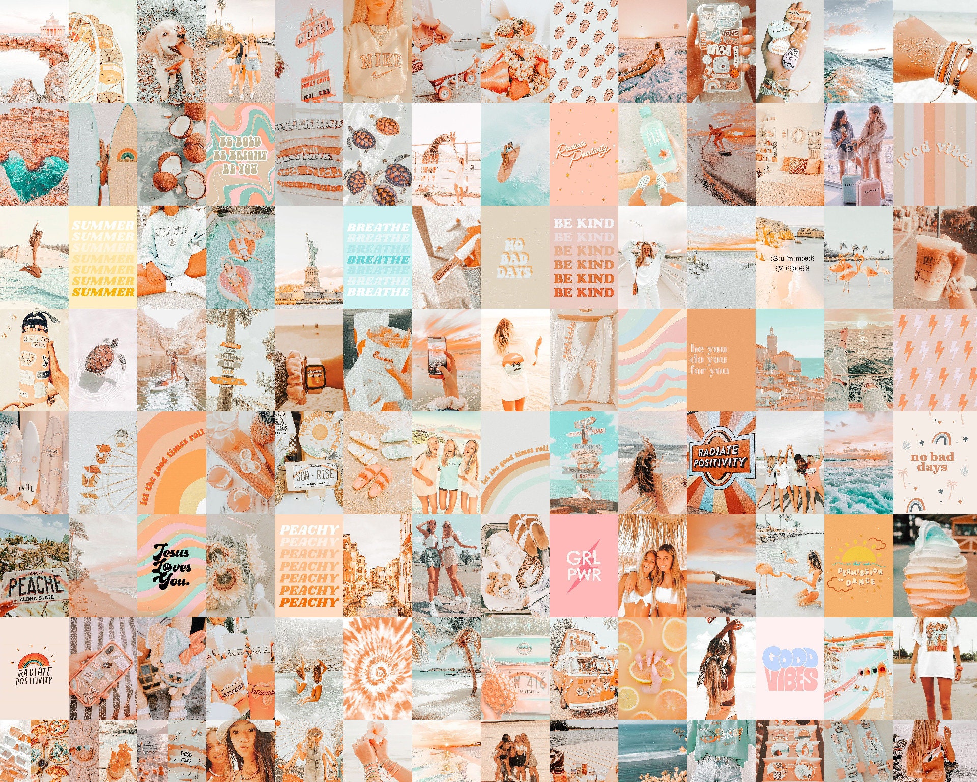 Art And Collectibles Peach Vsco Wall Collage Beach Wall Prints Peach Wall