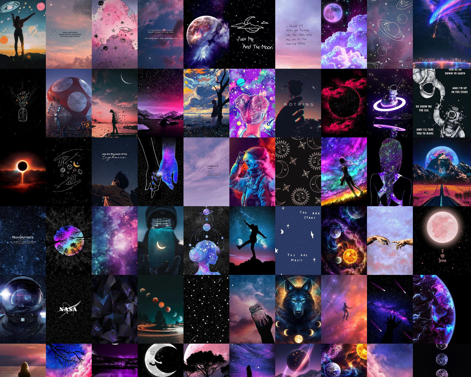 Galaxy Aesthetic Wall Collage Kit Cosmic Photo Wall Decor | Etsy