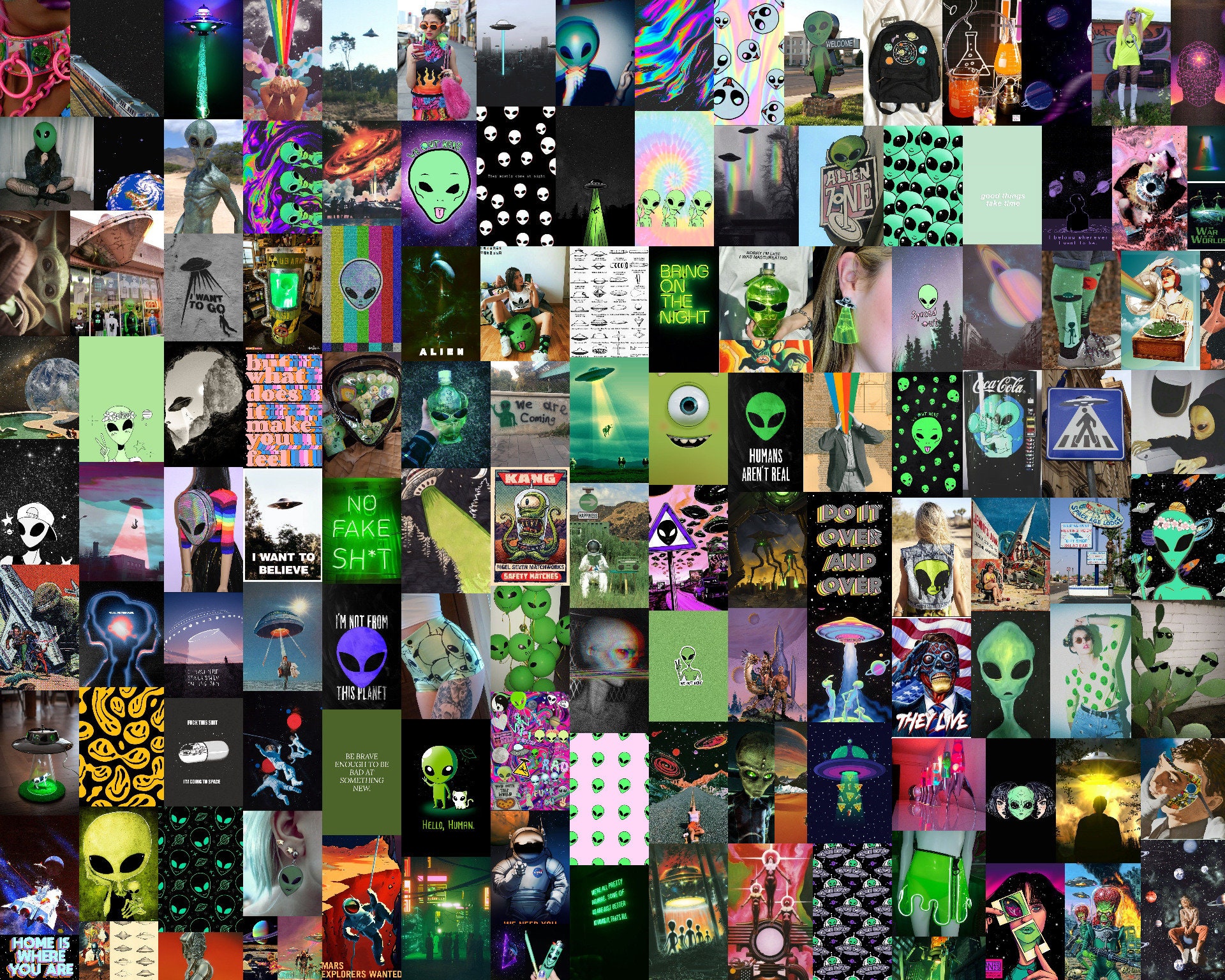 Aliencore Aesthetic Wall Collage Kit Retro Futurism Ufo Photo - Etsy ...