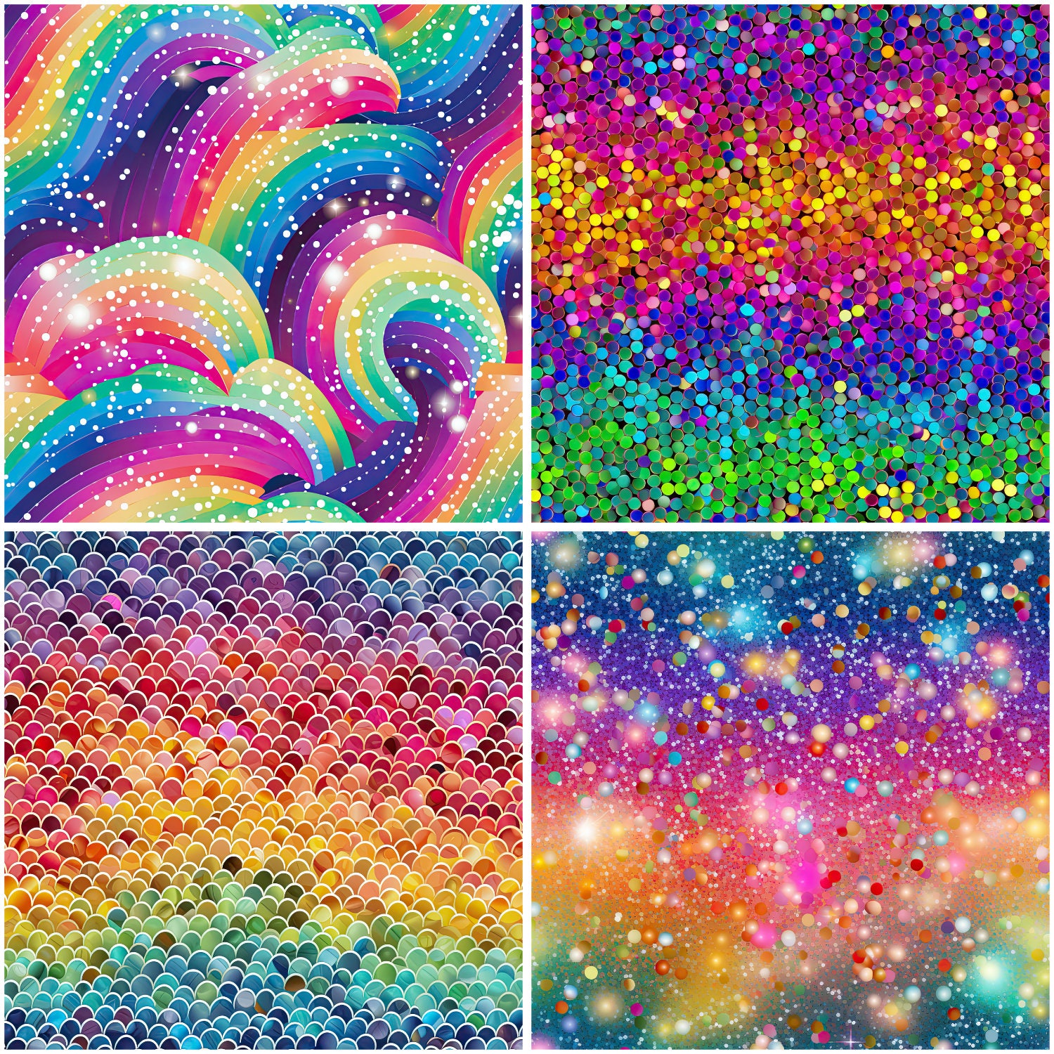 20 Rainbow Glitter Confetti Seamless Digital Papers - Etsy