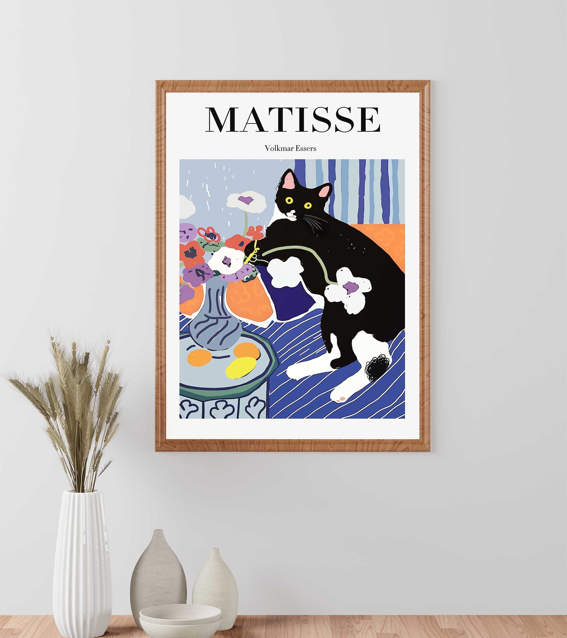 Henri Matisse Digital Print, Matisse Black Cat Flower Wall Art, Cat ...