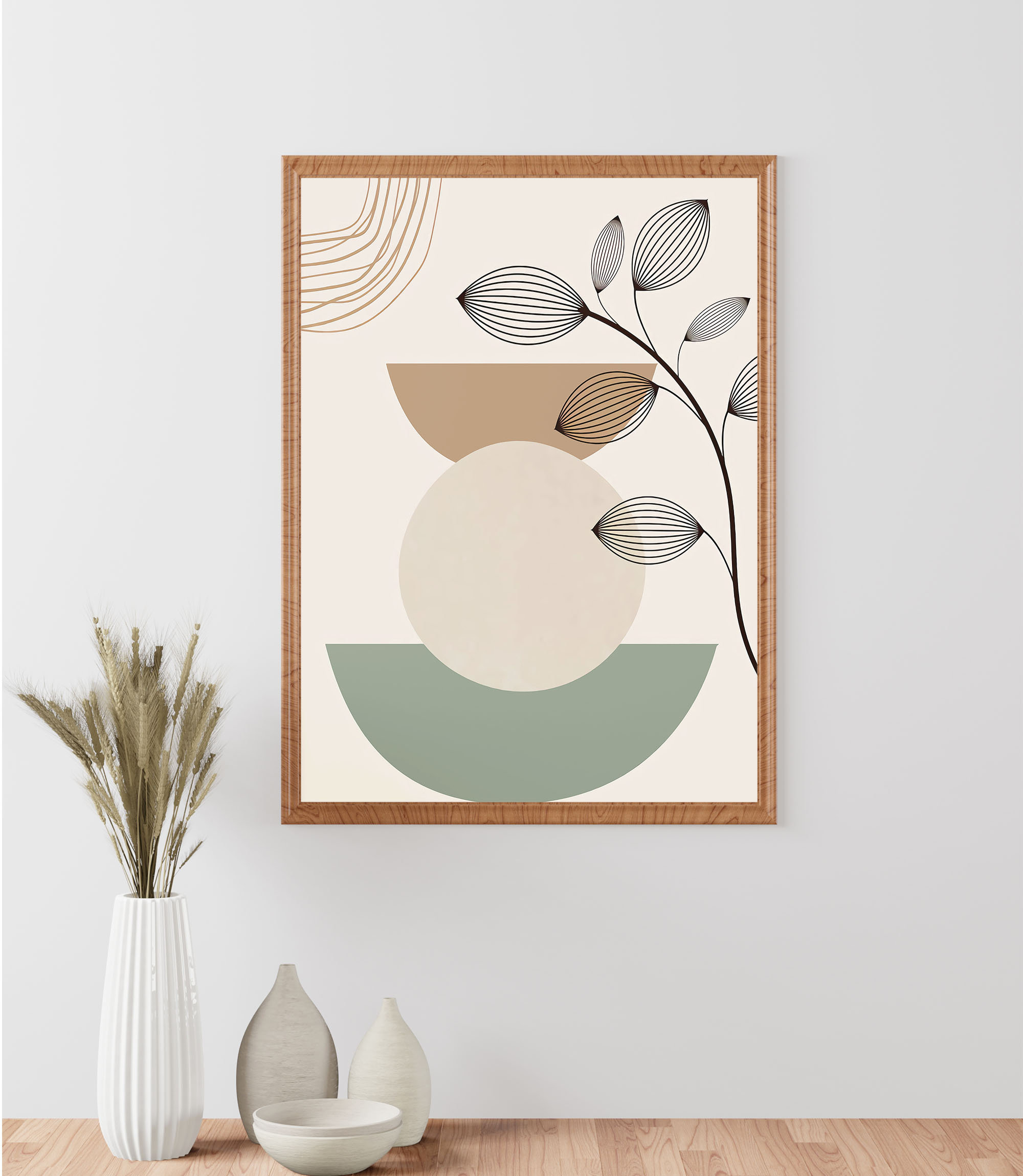 Boho Sage Green Wall Decor Abstract Set 3 Print, Geometric Wall Art ...