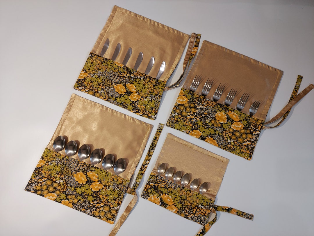 Cutlery Wrap, Cutlery Roll, Eco-friendly Reusable Cutlery Wrap, Set of ...
