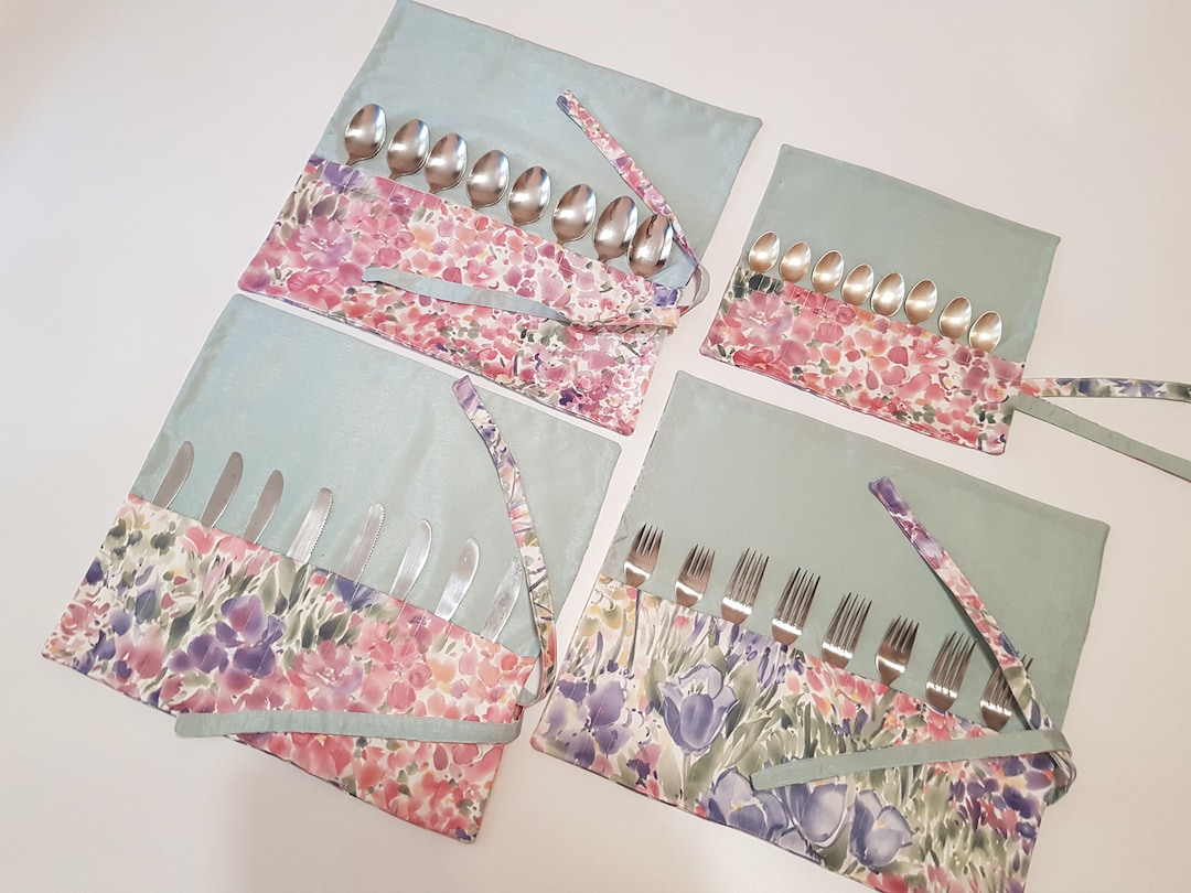 Cutlery Wrap, Cutlery Roll, Eco-friendly Reusable Cutlery Wrap, Set of ...