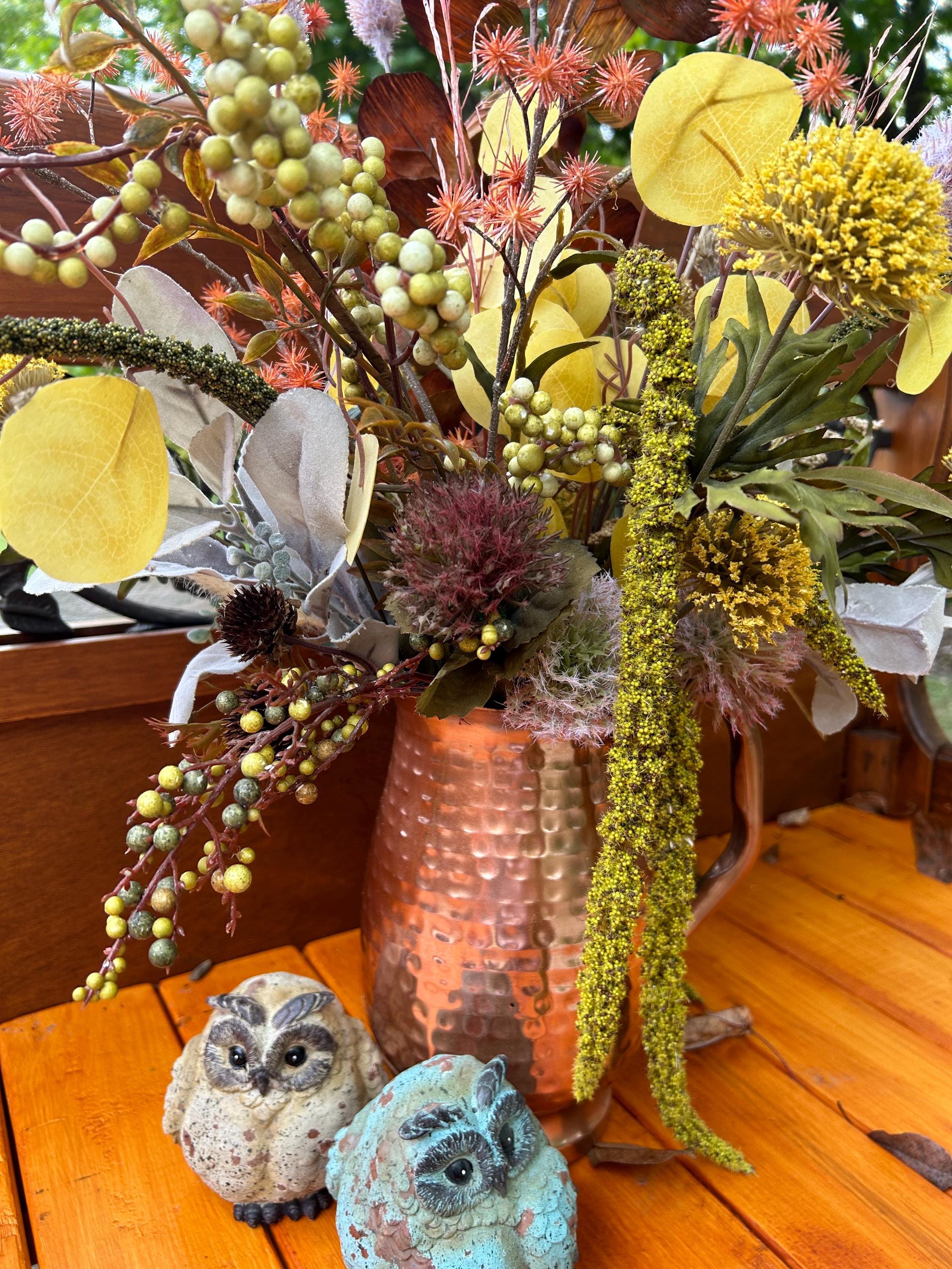 Fall Floral Centerpiece in Brass Pitcher - Etsy