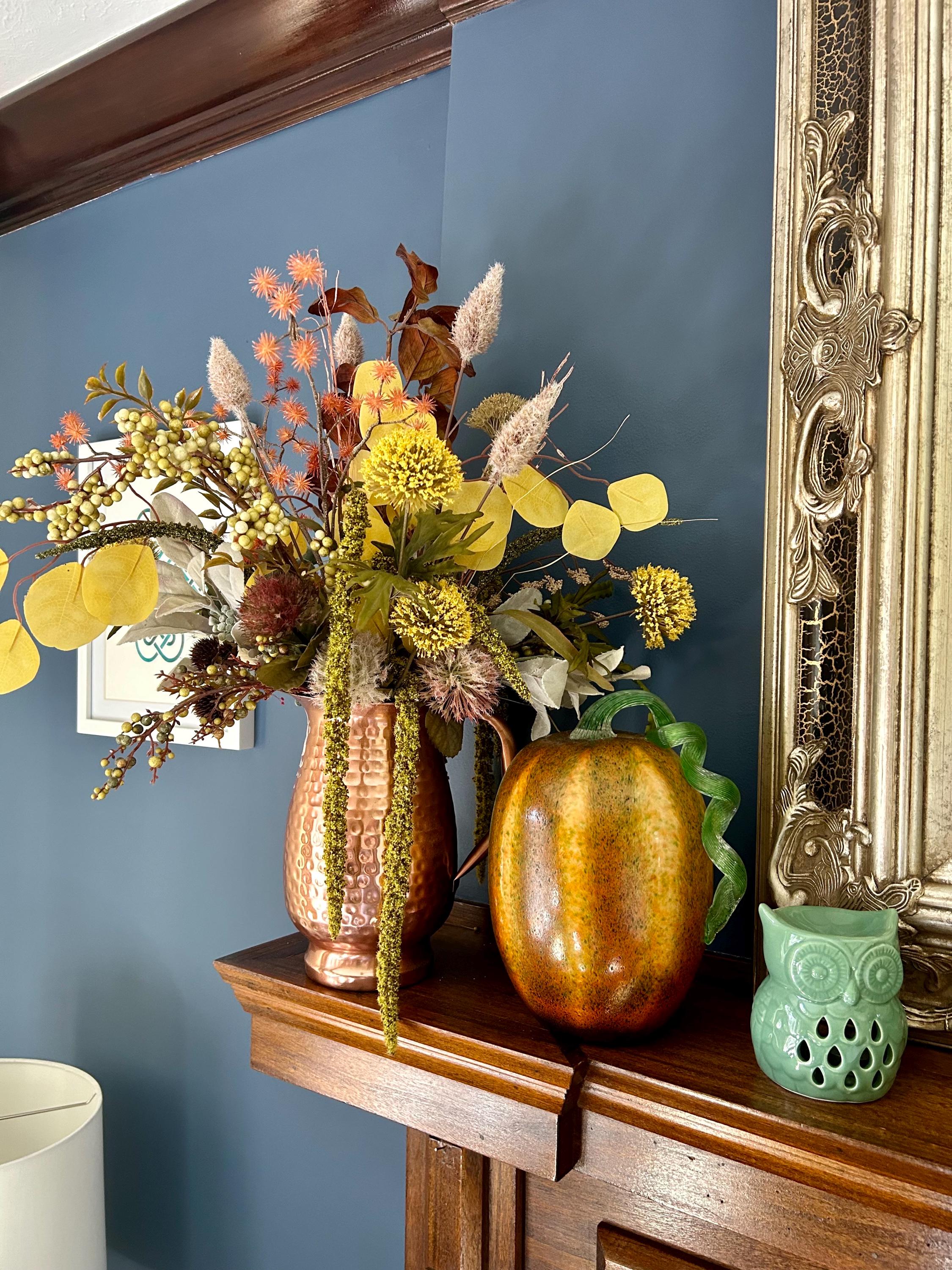 Fall Floral Centerpiece in Brass Pitcher - Etsy