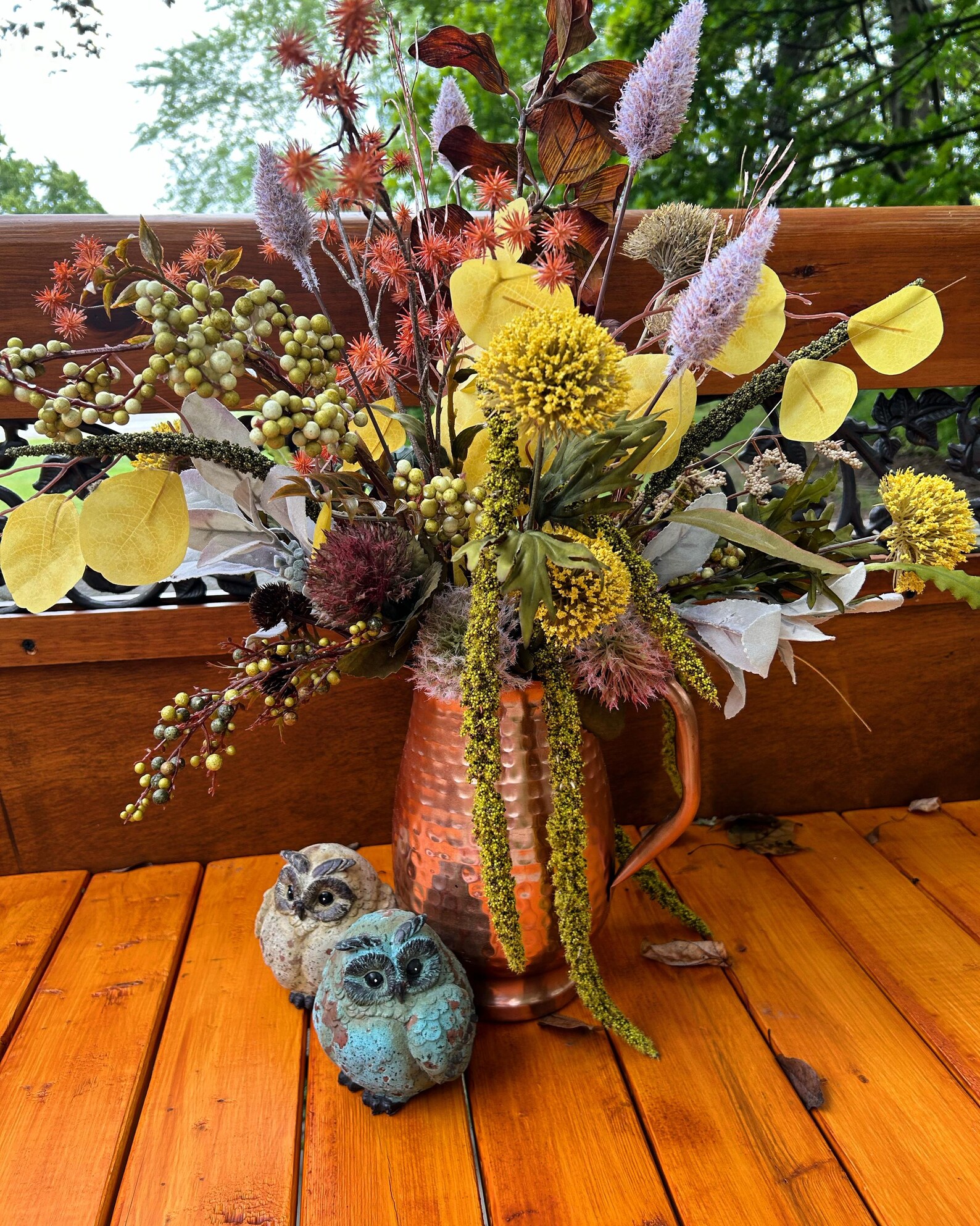 Fall Floral Centerpiece in Brass Pitcher - Etsy