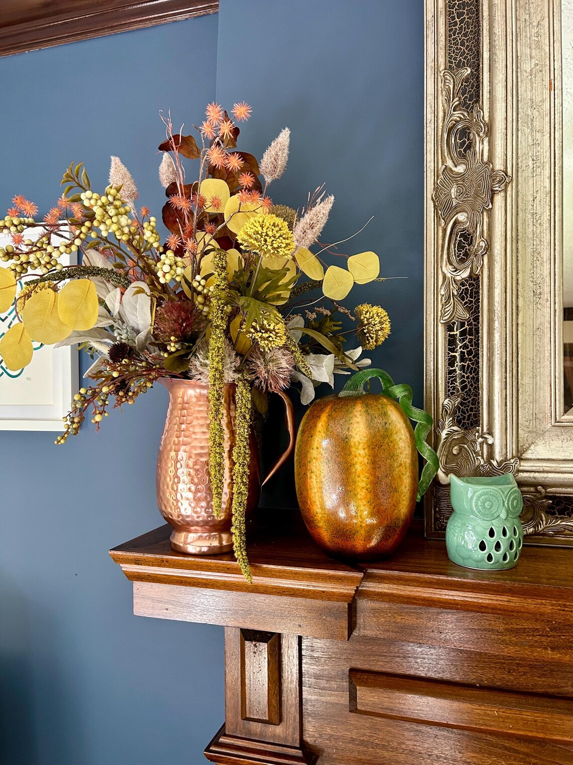 Fall Floral Centerpiece in Brass Pitcher - Etsy