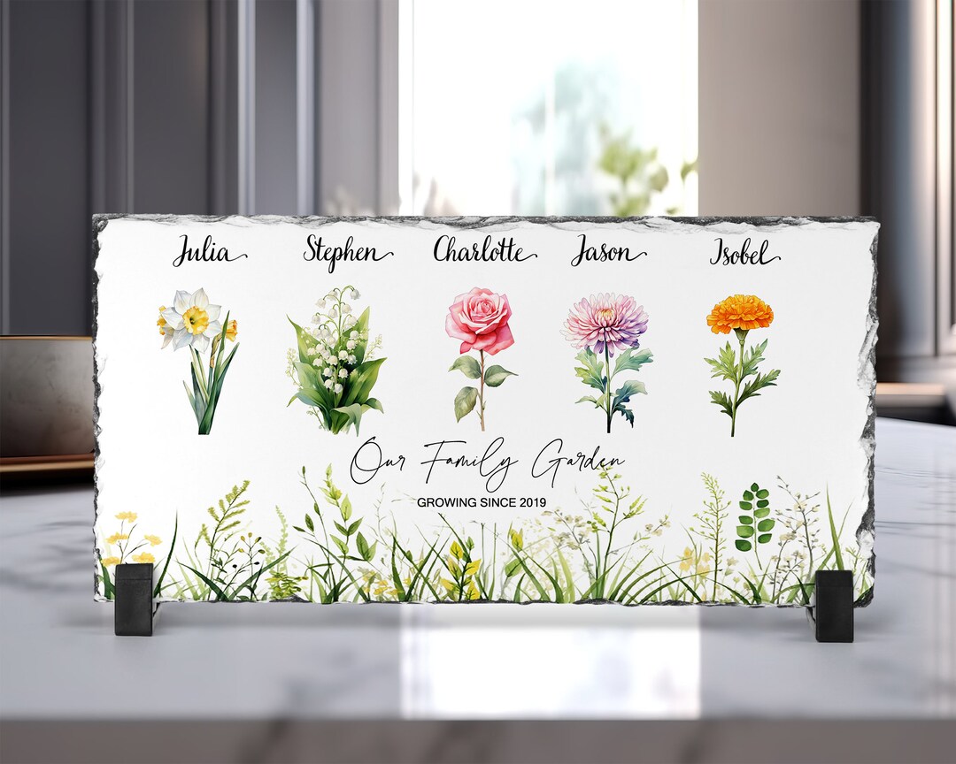 Personalised Family Garden Slate, Real Slate Rock Personalised With ...