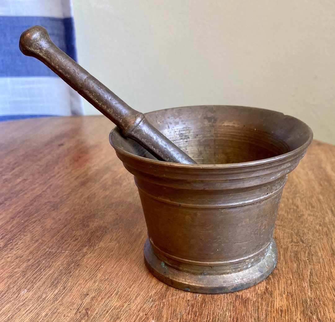 Vintage Heavy Brass Mortar and Pestle, Antique Brass Mortar and Pestle, Weighted Brass Mortar ...