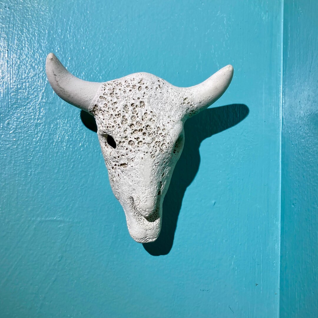 Miniature Ceramic Bull Skull for Wall or Table, Vintage Small Ceramic ...